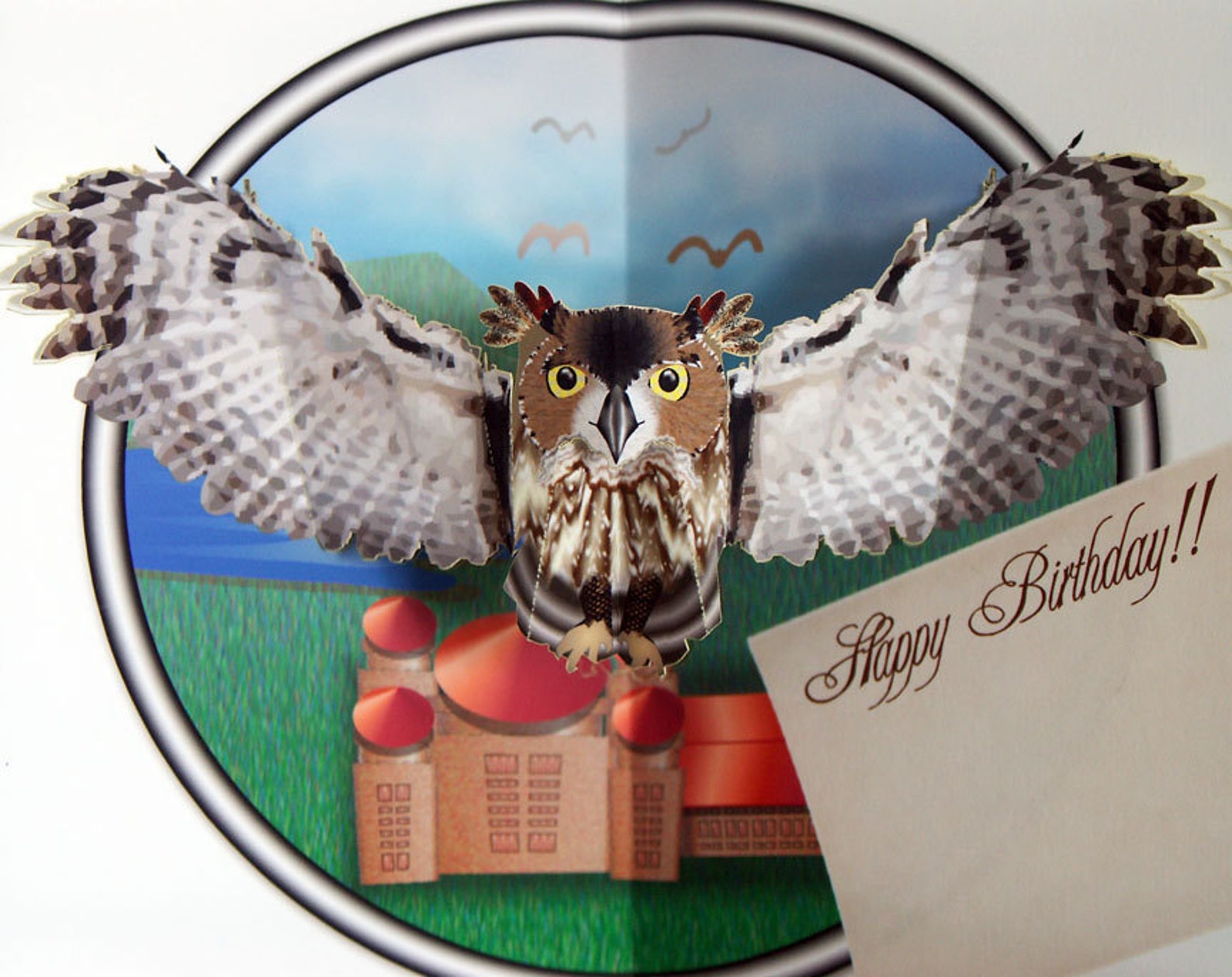 Pop up Owl Birthday Card, Flying Owl With Happy Birthday Message - Etsy