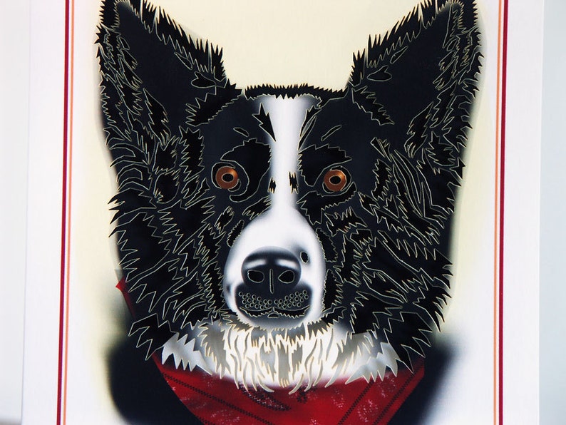 Border Collie Card Paper Cut Card Blank Inside - Etsy
