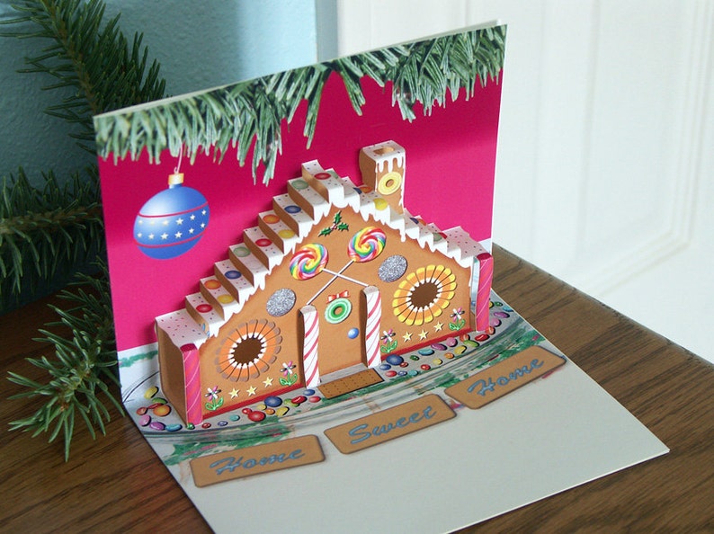 Pop up Gingerbread House Card With Candy and Frosting - Etsy