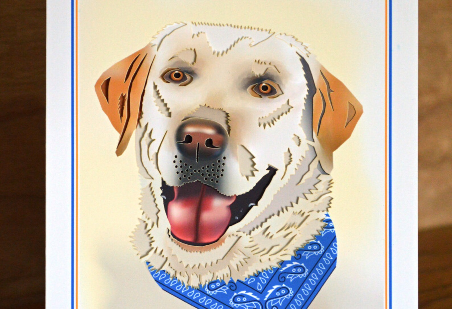 Yellow Labrador Retriever Card, Intricately Cut, Blank Inside With ...