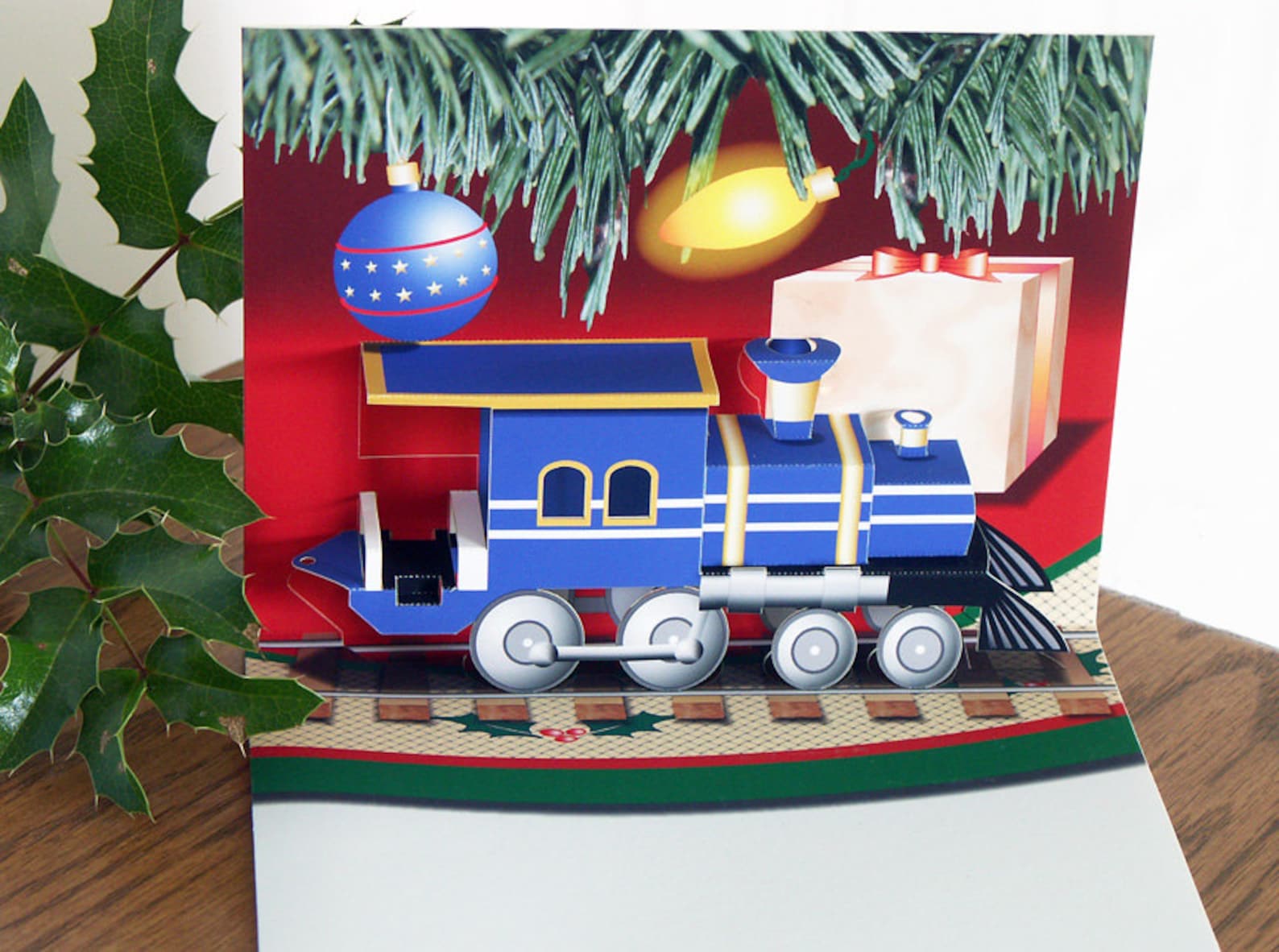 Pop up Christmas Card 3D Blue Train Engine Card - Etsy