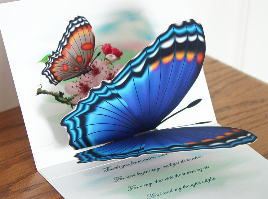 3D Blue Butterfly Pop-up Card Any Occasion Card Personalize - Etsy