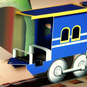 Train Birthday Pop up Card; Blue Train Engine Pop up Card - Etsy