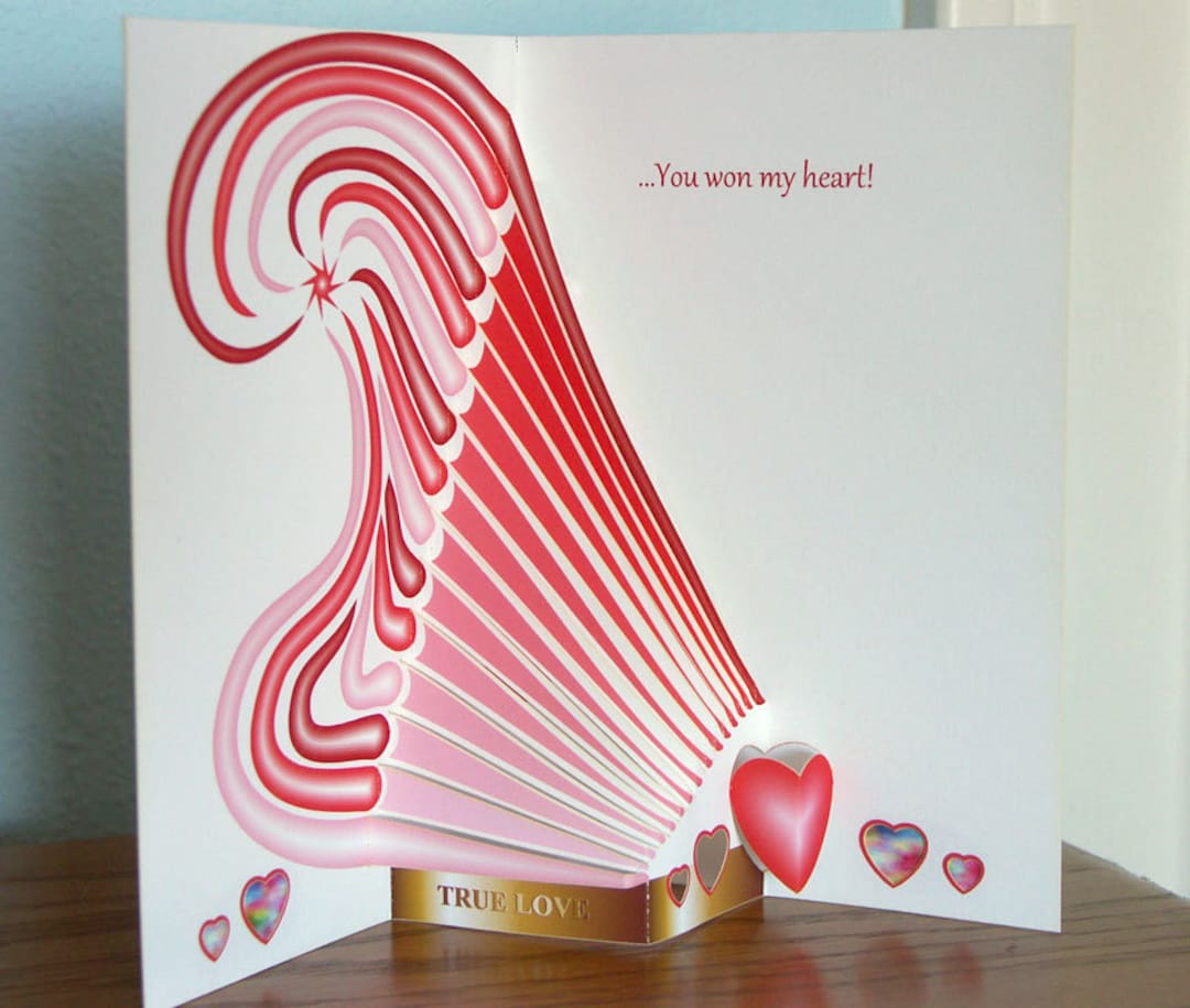 Pop up Valentine Card Pop-up Hearts and Streamers Valentines Day Card ...