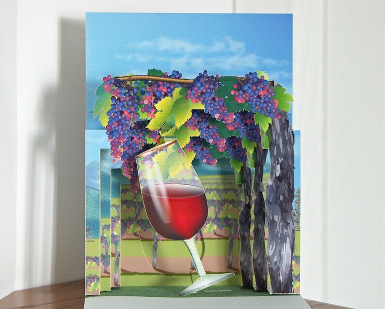 Pop up Card Celebrate Winemaking Vineyard With Wine Glass - Etsy