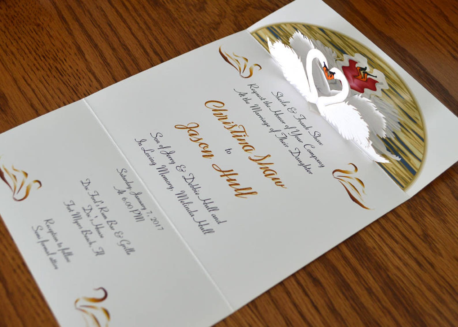 Pop up Swan Wedding Invitation Reflect on Special Moments - Etsy