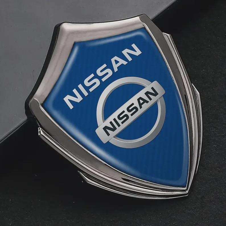 Nissan Shield Emblem Logo Domed Glossy Epoxy Resin Cover Car Badge ...