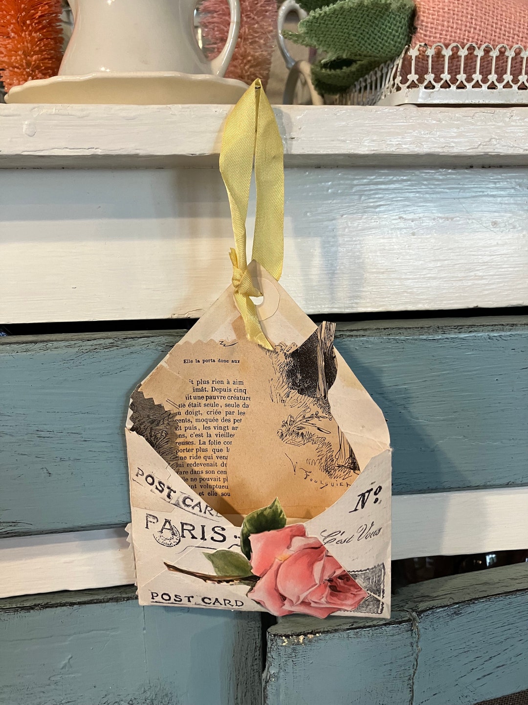 Vintage Envelope With Vintage French Paper and Trim - Etsy