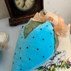 Blue Teal Velvet Strawberry Sachet / Shabby Chic, Lavender Sachets - Etsy