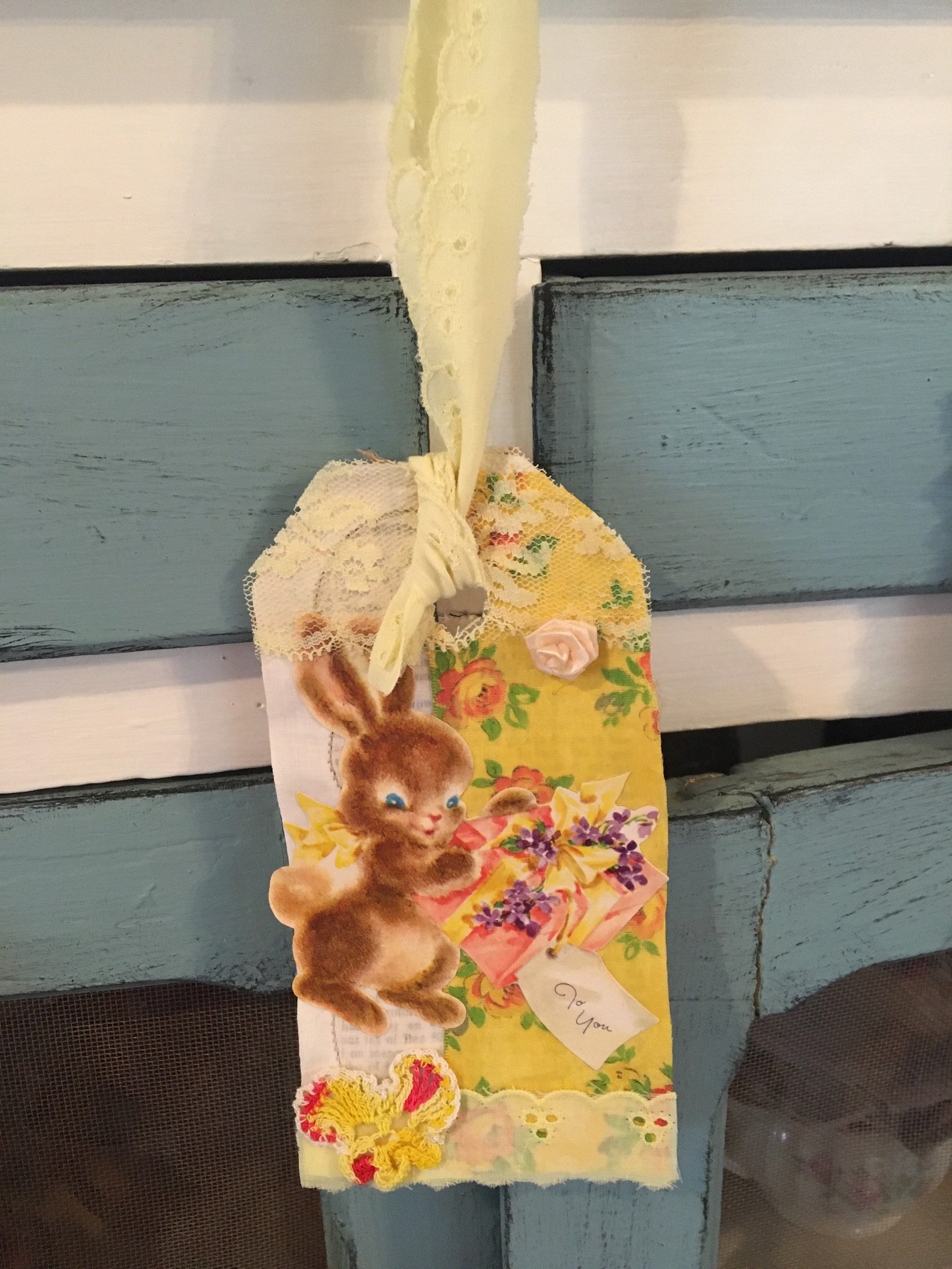 Vintage bunny gift tag/ bunny gift tag | Etsy