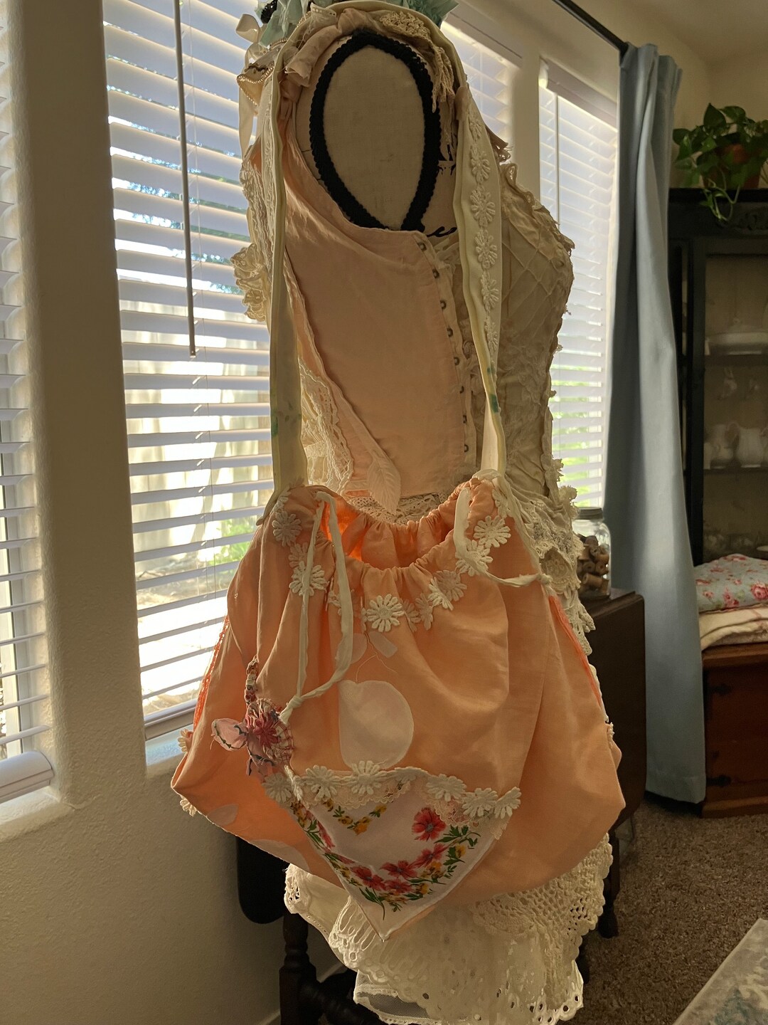 Boho Shabby Chic Drawstring, Shoulder Bag/ Shabby Chic Bags - Etsy