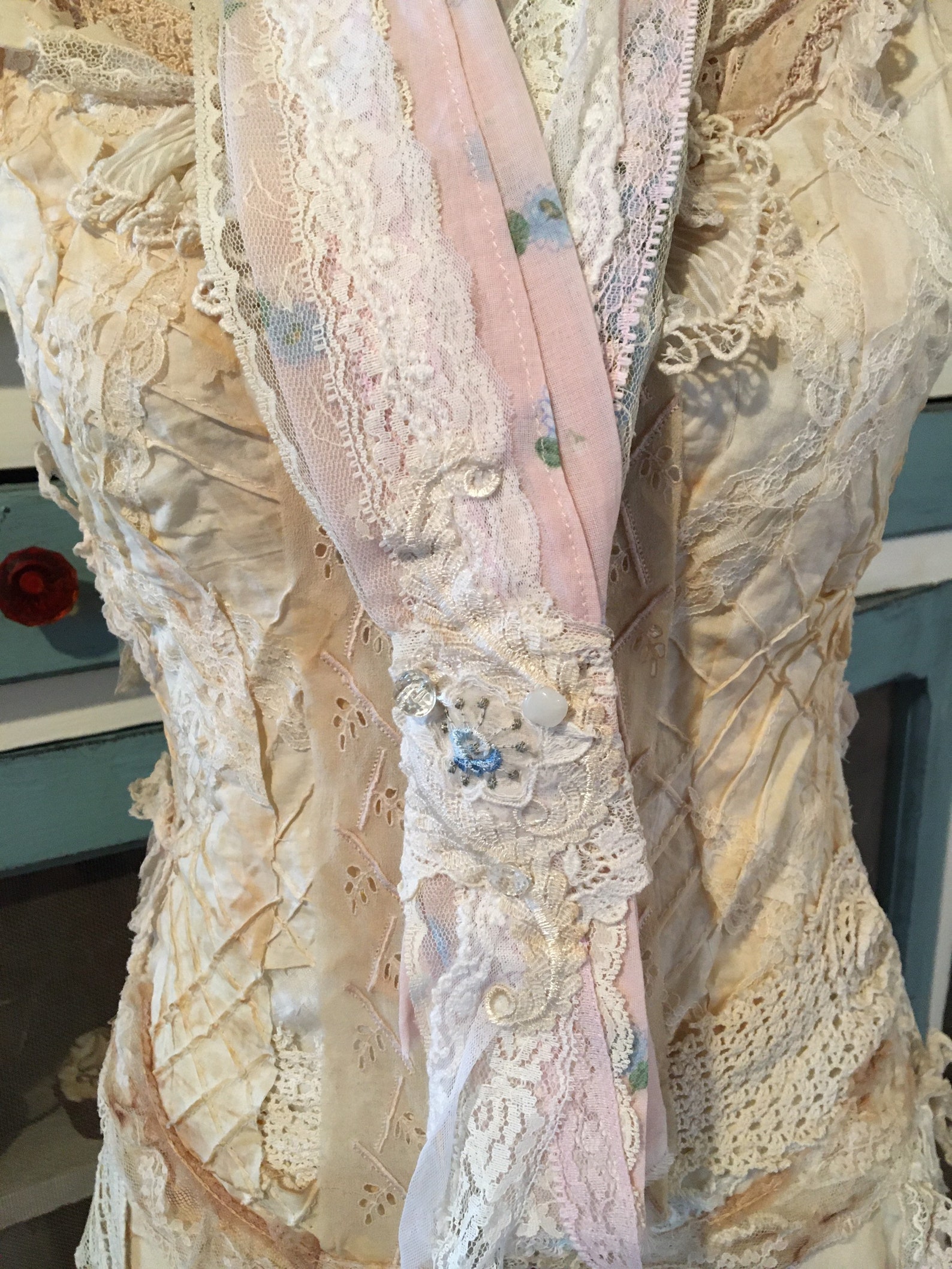 Pink Daisy Lace Sheer Layered Scarf/ Shabby Chic Layered Scarf | Etsy