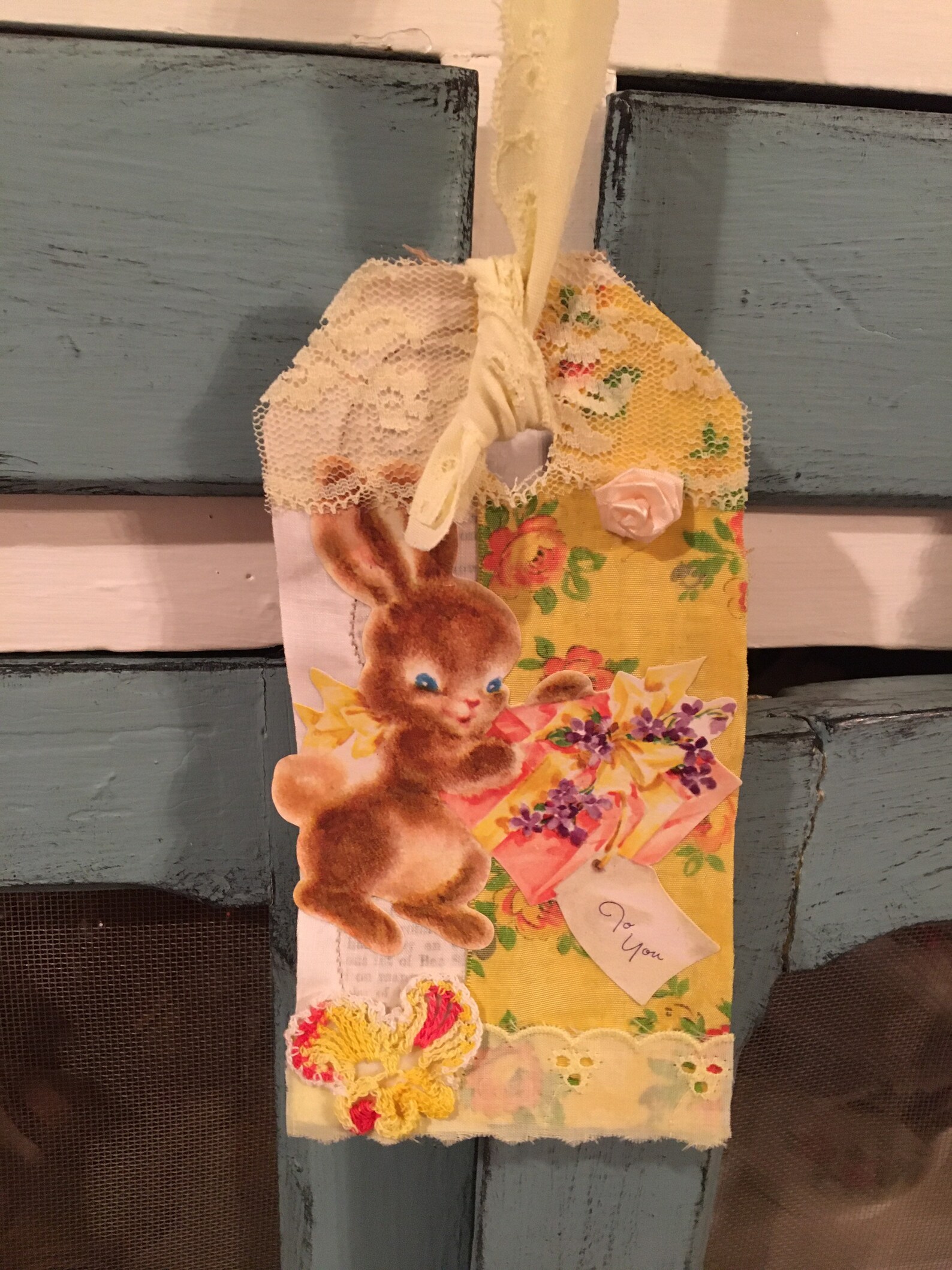 Vintage bunny gift tag/ bunny gift tag | Etsy