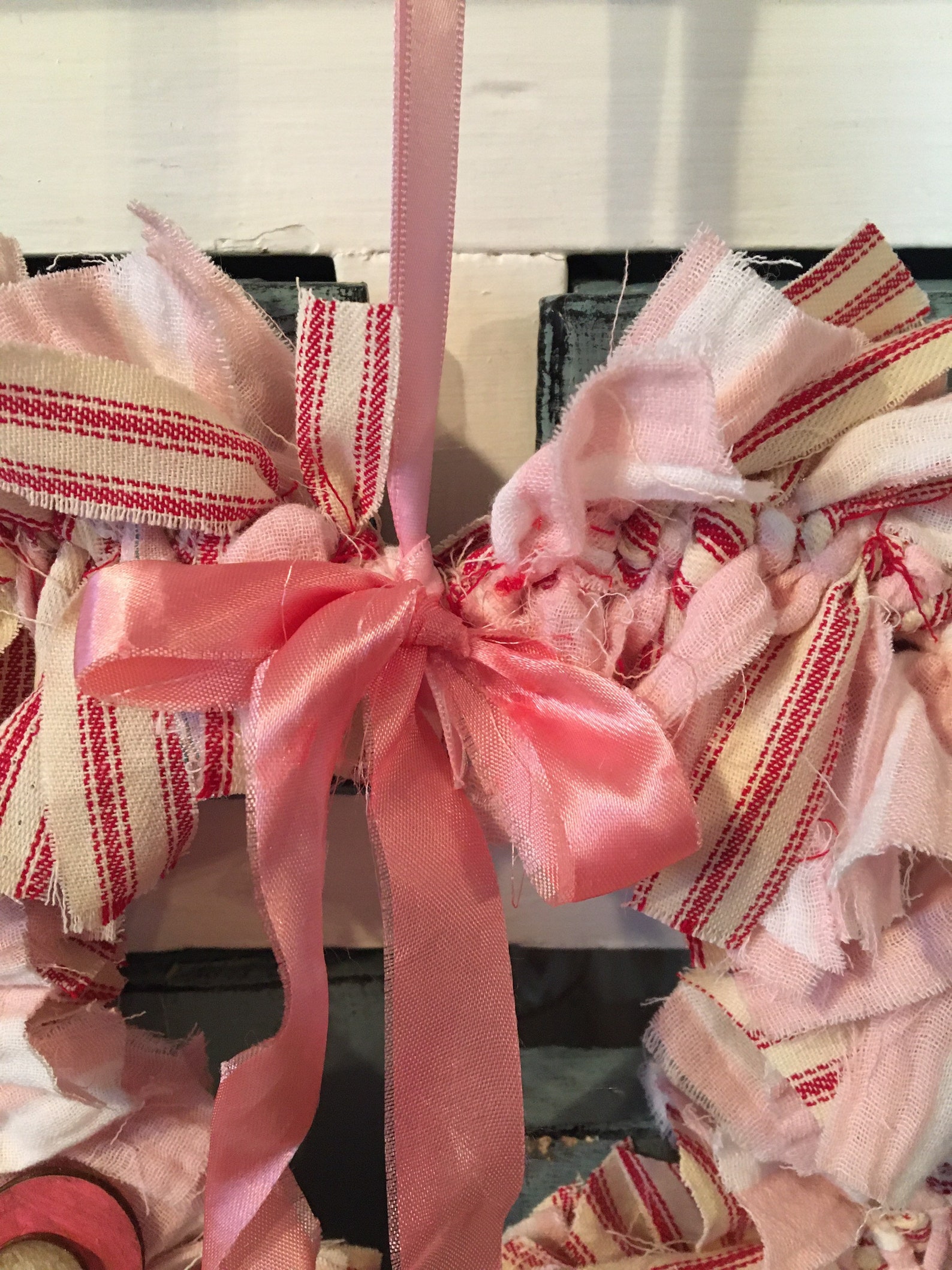 Tattered Red Stripe Ticking Fabric Heart Wreath/ Heart Wreath/ - Etsy