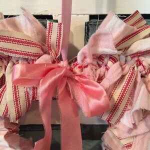 Tattered Red Stripe Ticking Fabric Heart Wreath/ Heart Wreath/ Shabby ...