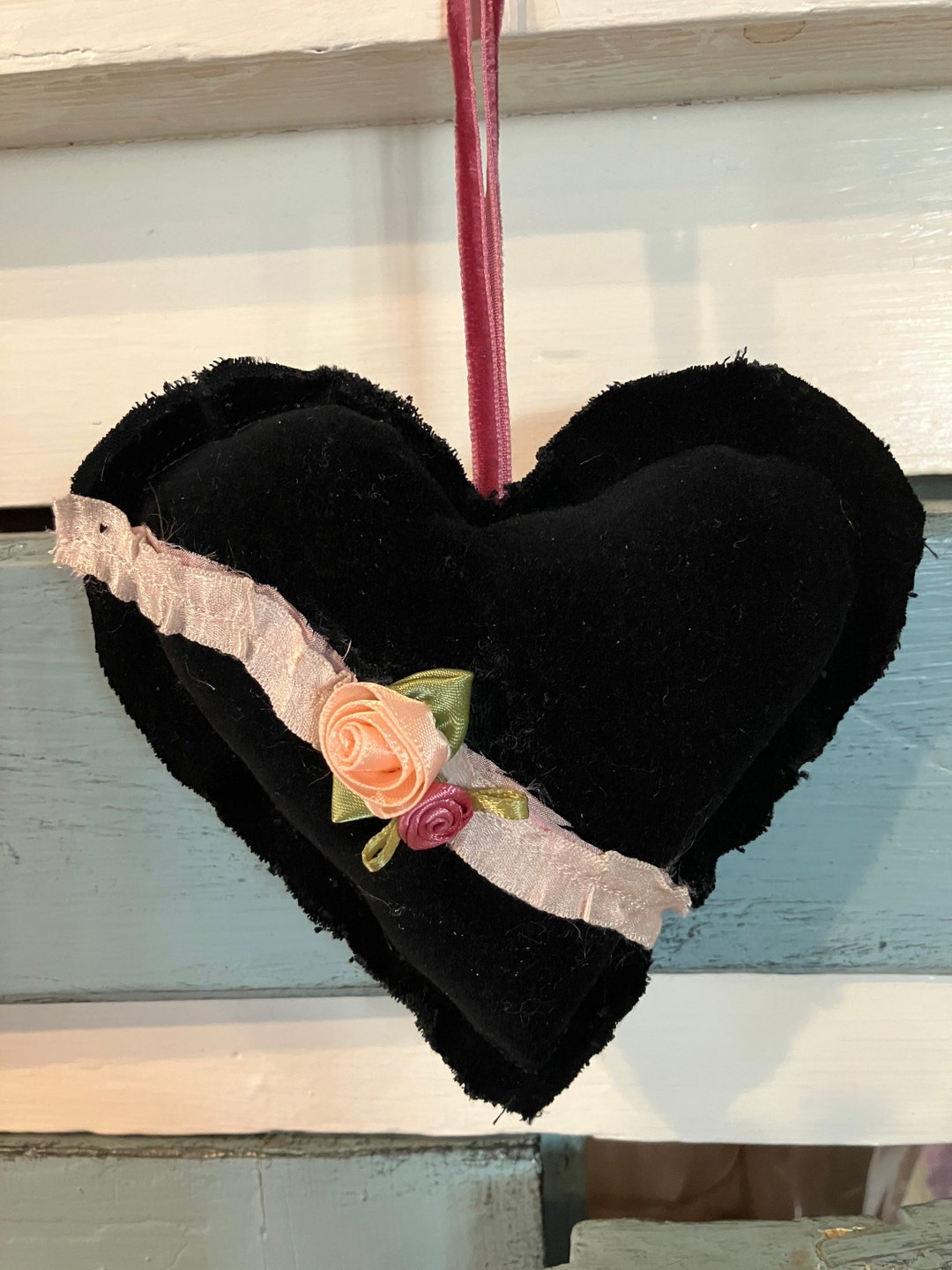 Black Velvet Heart/ Valentines Velvet Heart - Etsy