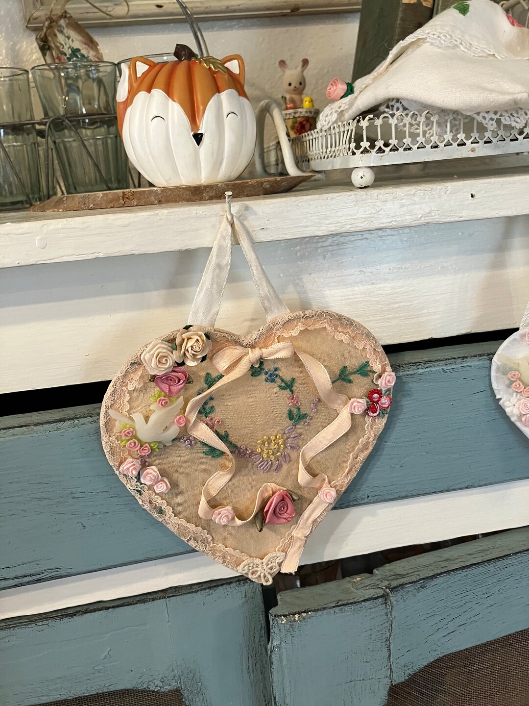 Shabby Chic Rose Heart/vintage Style Heart - Etsy