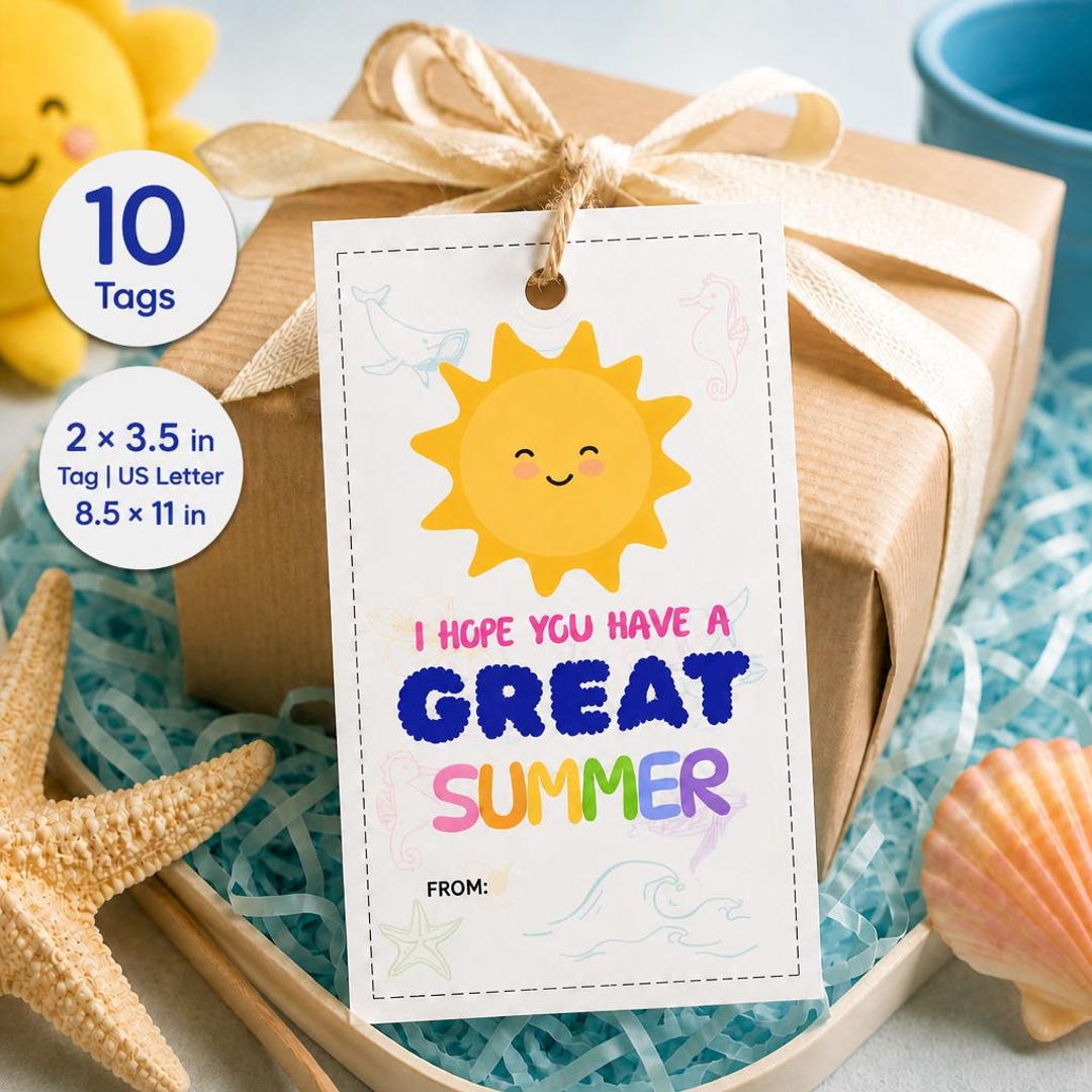 Printable Summer Gift Tags | Kids End of School Favor Tags (PDF ...
