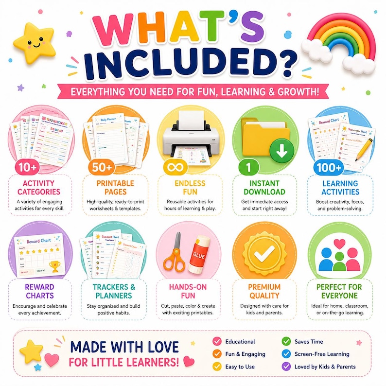 2026 Kids Summer Planner |kids Behaviour Chart Bundle | Printable Chore ...