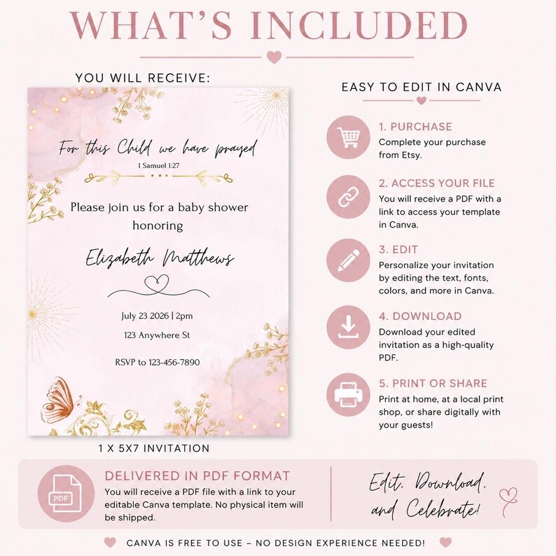 For This Child We Have Prayed~bible Verse Editable Baby Shower Template ...