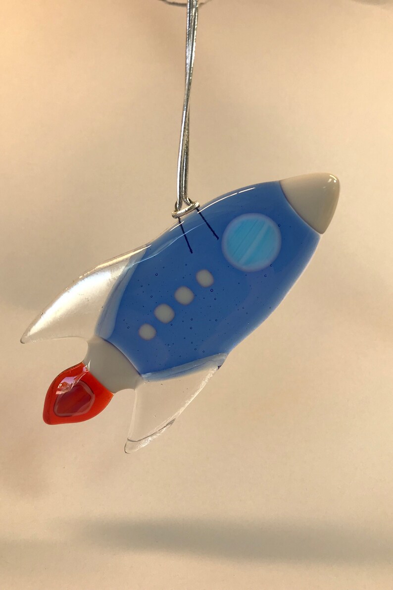 Fused Glass Rocket Ship Ornament 21007 - Etsy