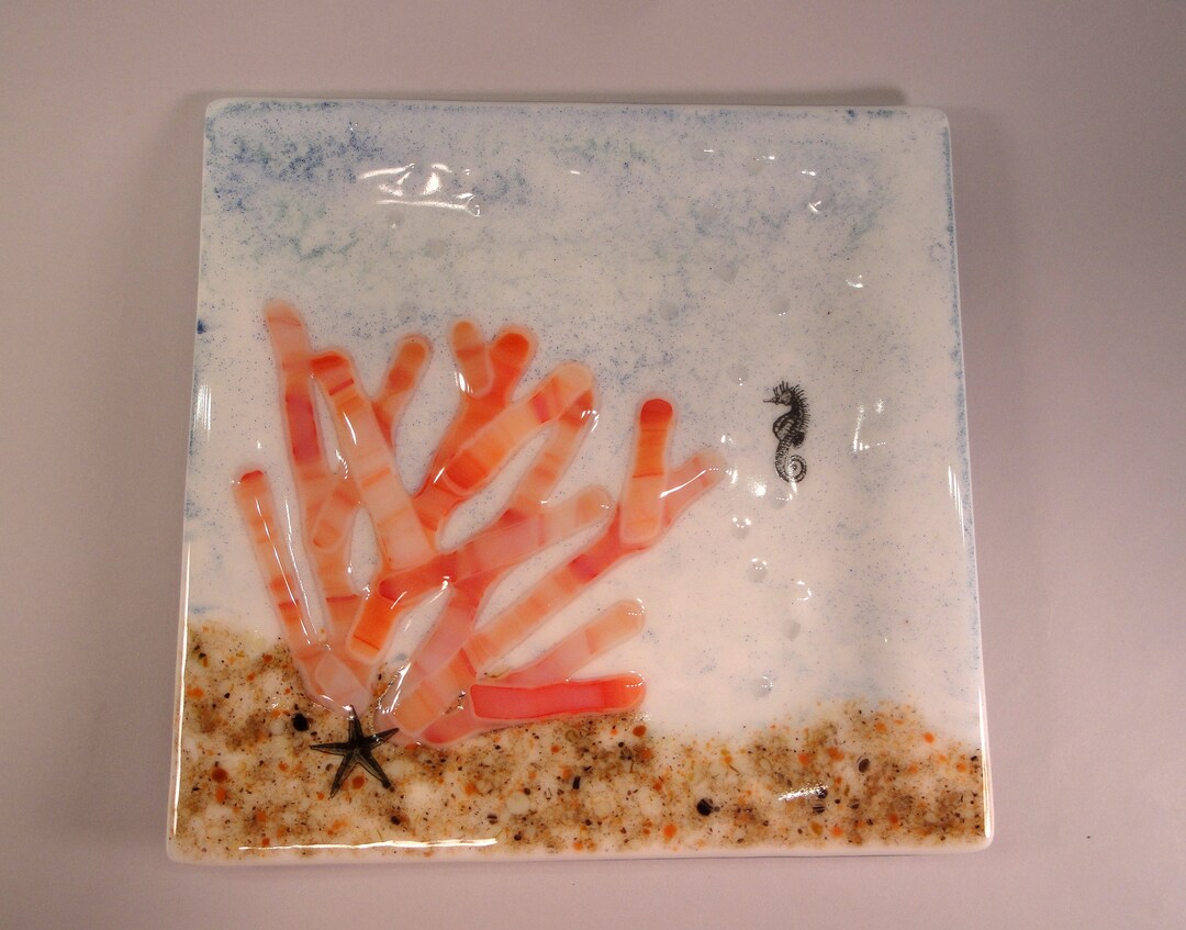 Fused Glass Sea Life Square Plate - 04239 - Etsy