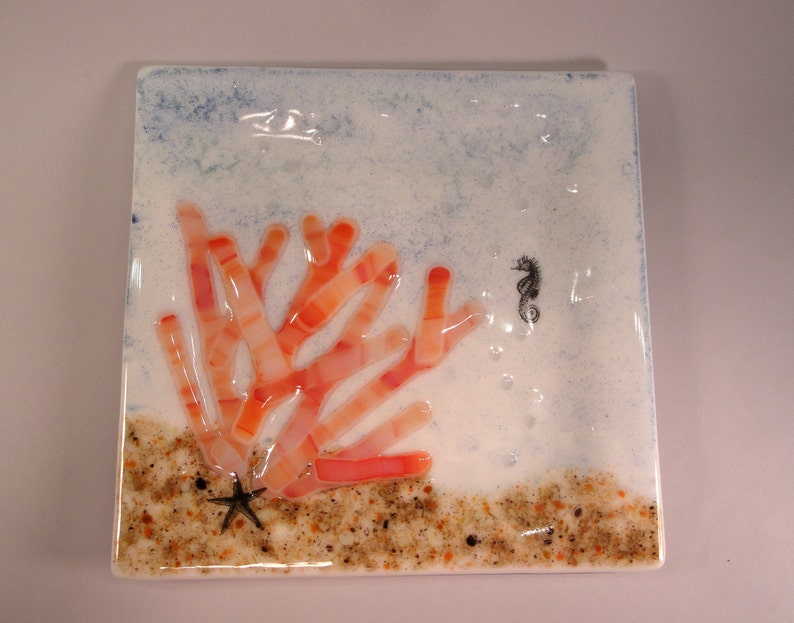 Fused Glass Sea Life Square Plate - 04239 - Etsy