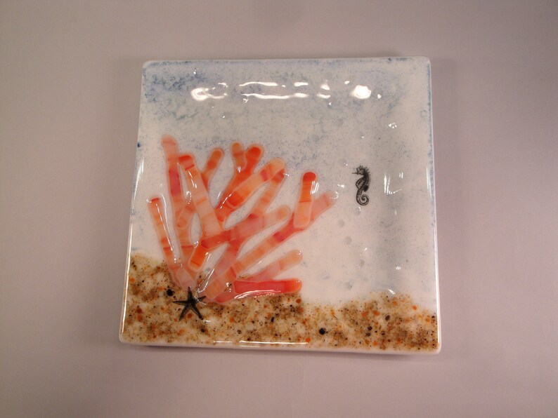 Fused Glass Sea Life Square Plate - 04239 - Etsy