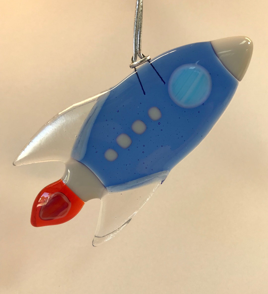 Fused Glass Rocket Ship Ornament 21007 - Etsy
