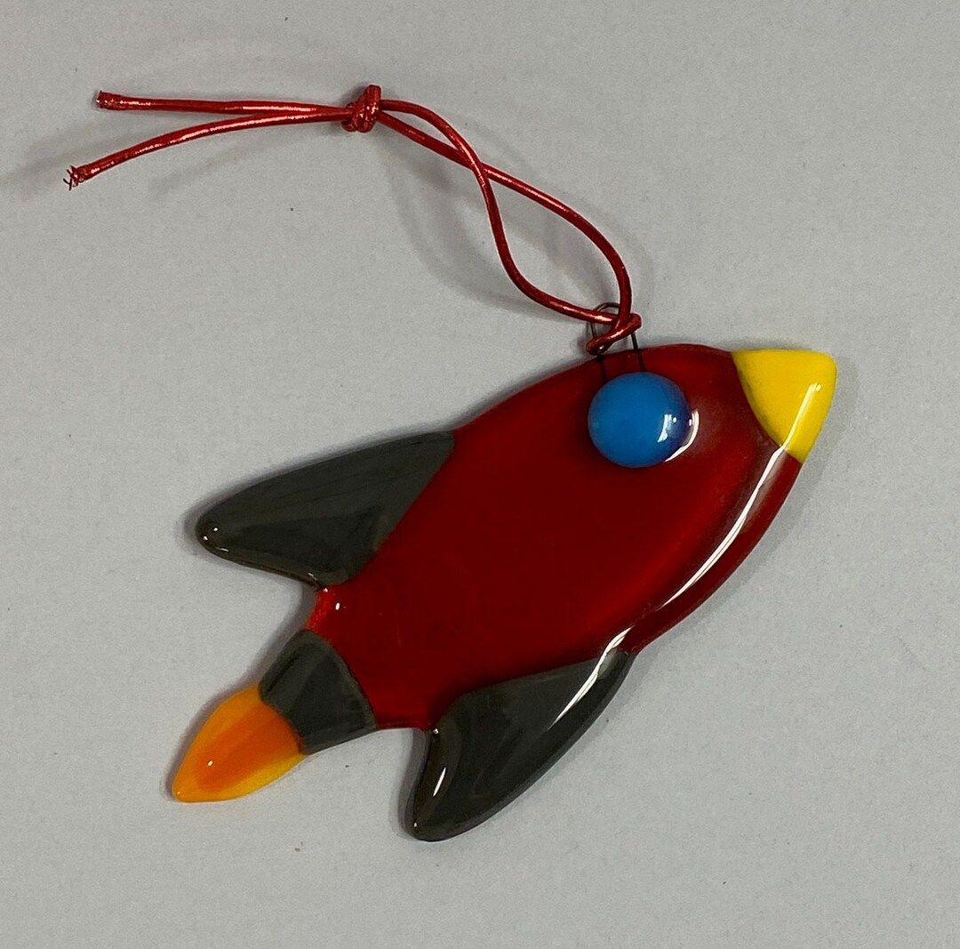 Fused Glass Rocket Ship Ornament - 23104 - Etsy