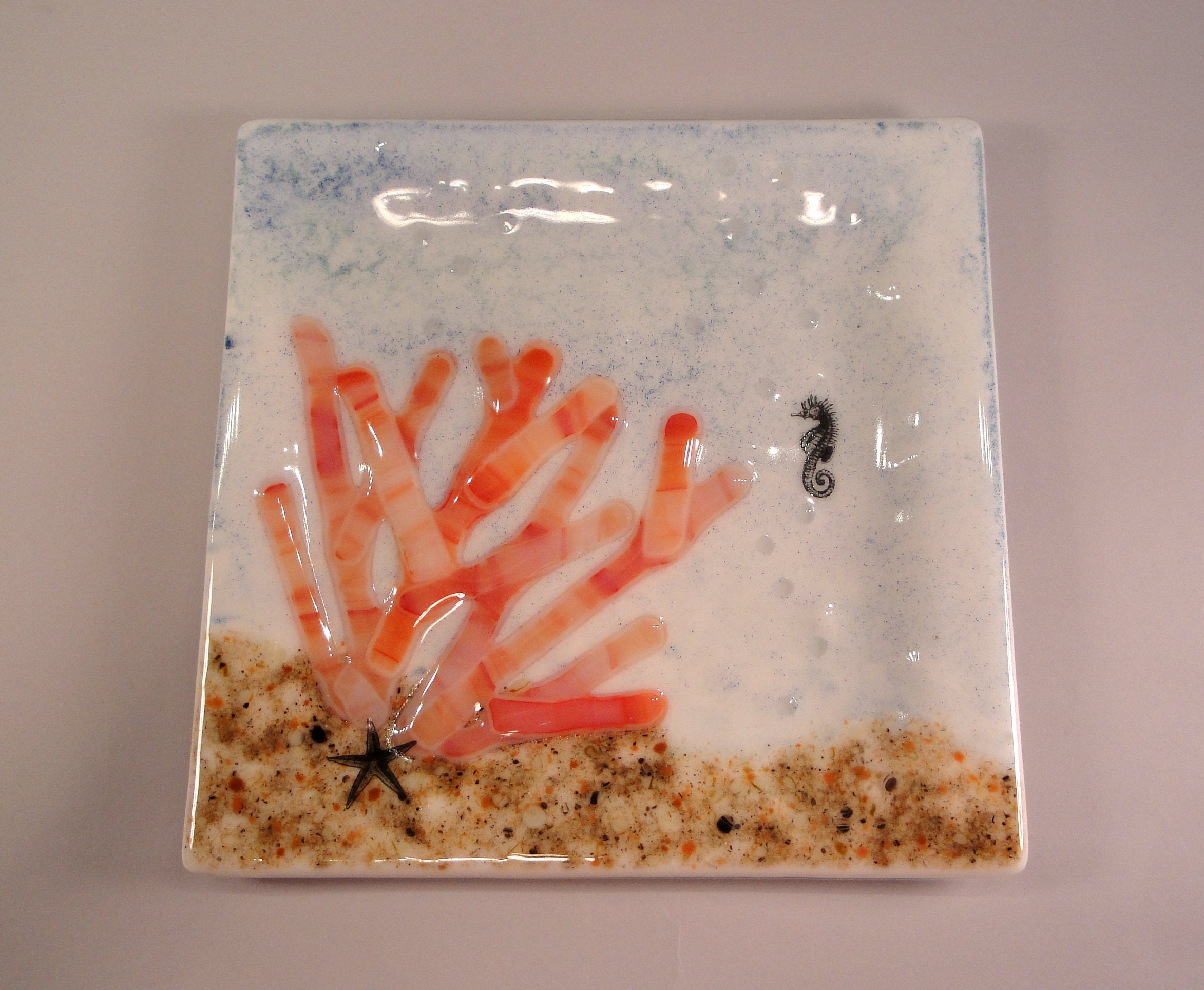 Fused Glass Sea Life Square Plate - 04239 - Etsy