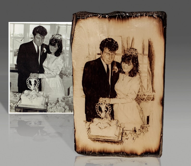 Wedding Photos Burned Into Wood Custom Pyrography Portraits - Etsy Canada
