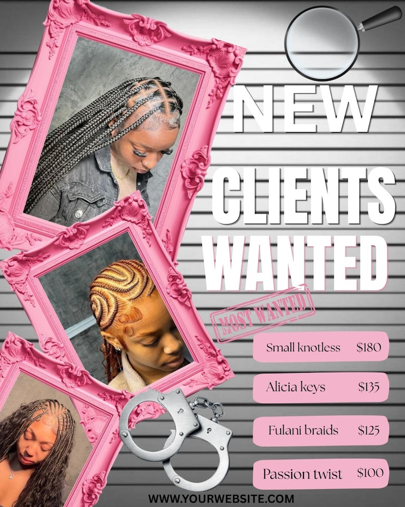 Braids Price List Flyer | Editable Canva Hair Flyer Template (digital ...