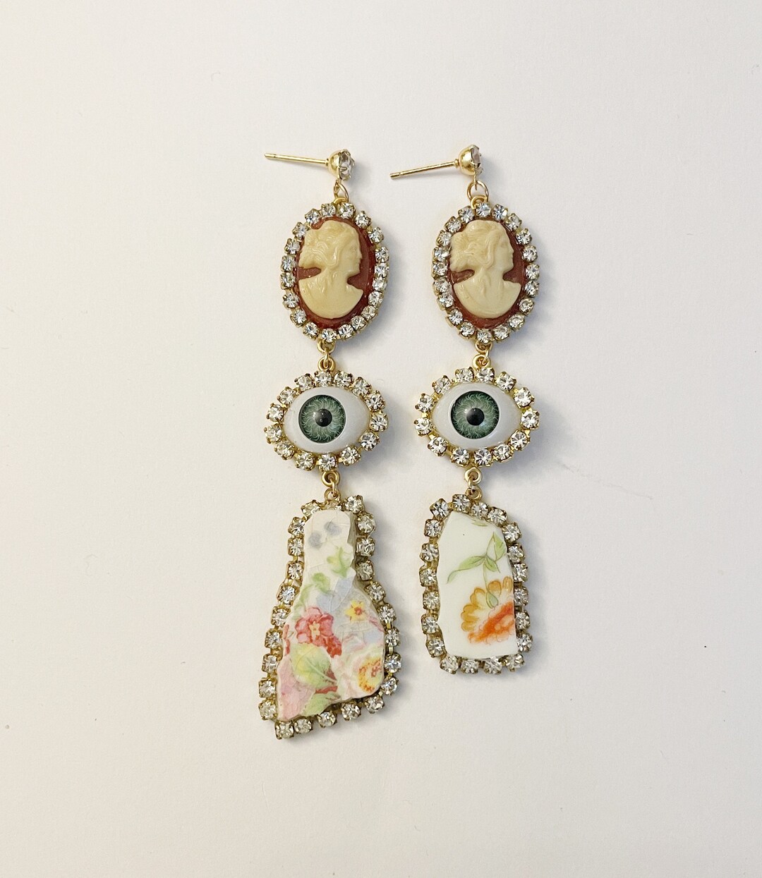 The Gallery Wall Ceramic Cameo Eye Earrings - Etsy