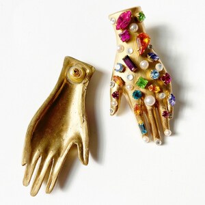 Vintage Rhinestone Ceramic Hand Earrings - Etsy Canada