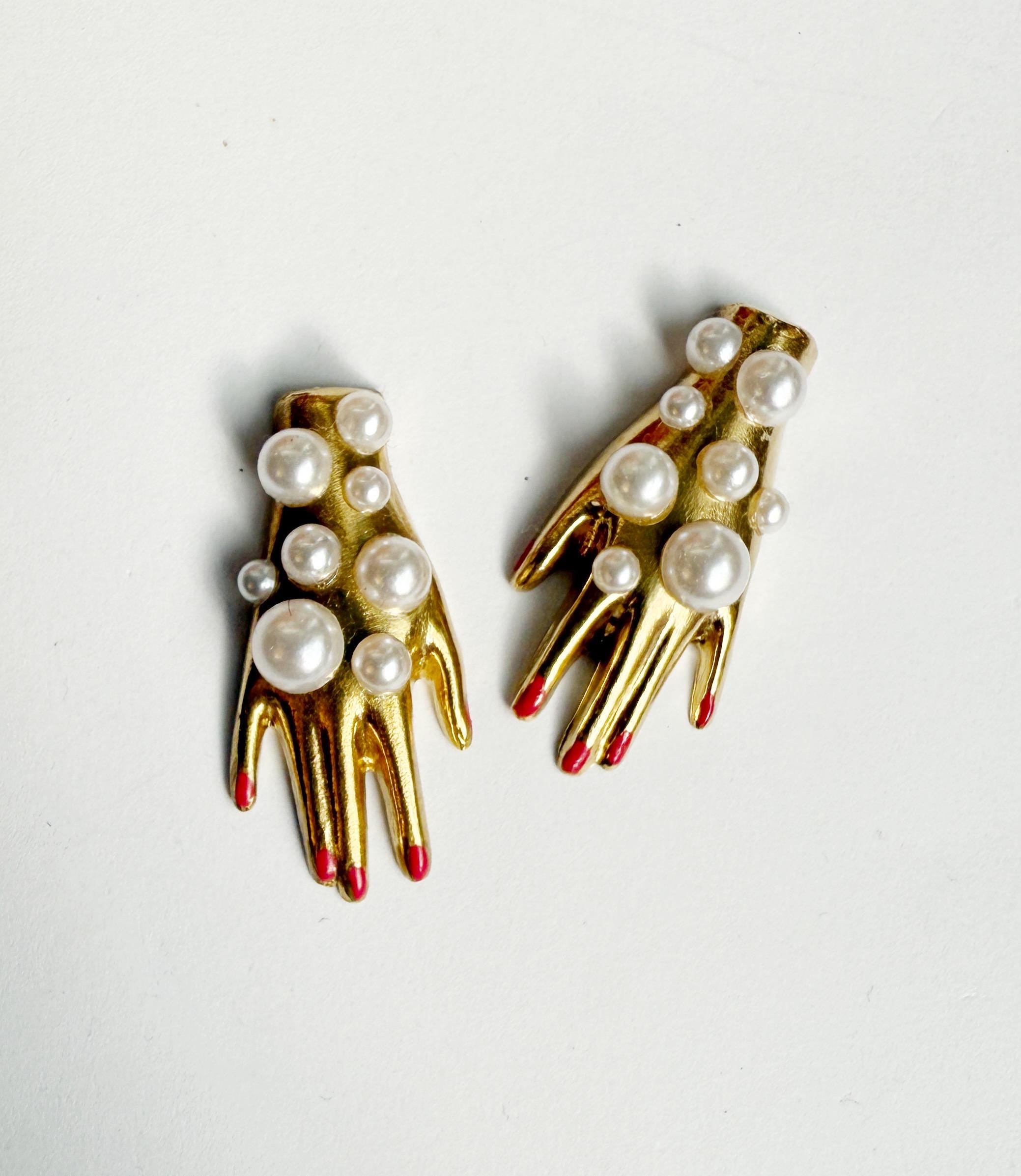 Pearly Hand Earrings - Etsy