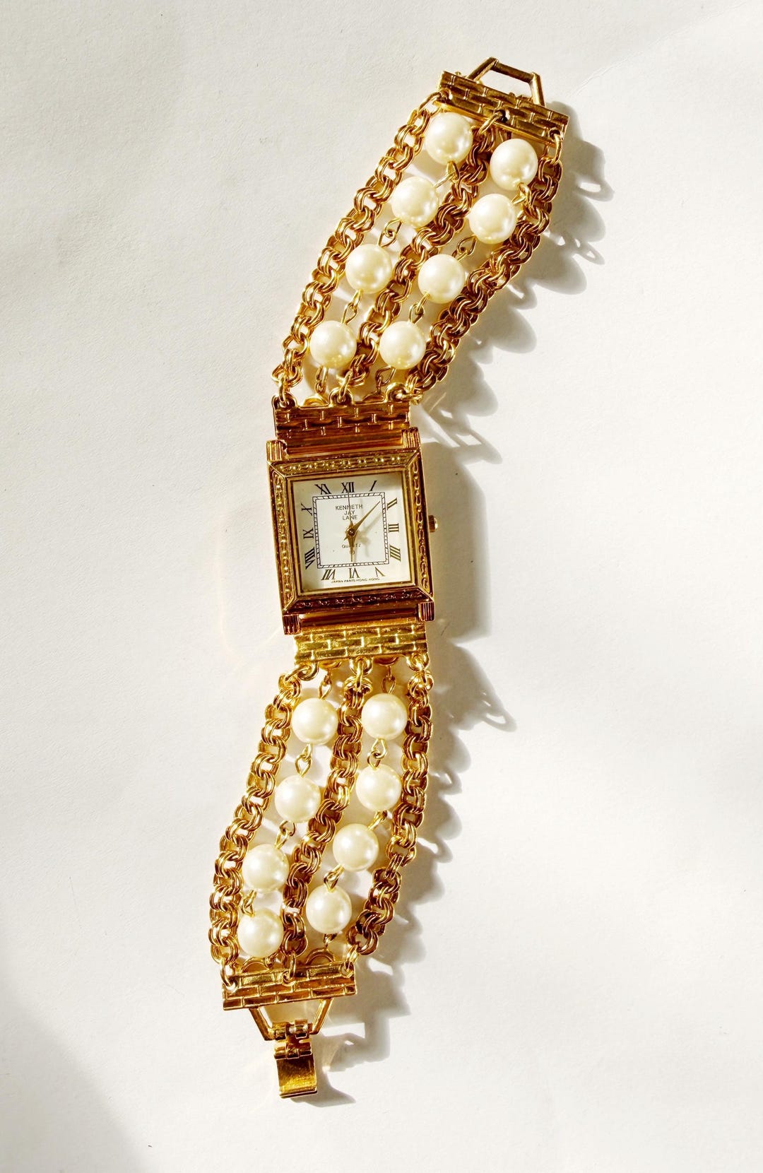 Reloj vintage KJL con cadena de perlas - Etsy España