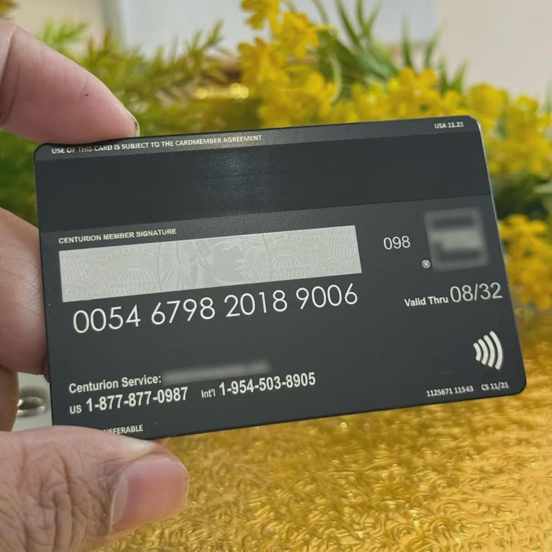 Custom AMEX Black Floral Card - Personalized Name & Number - Laser ...
