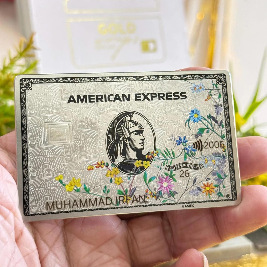 Custom Platinum AMEX Floral Card - Personalized Name & Number - Laser ...