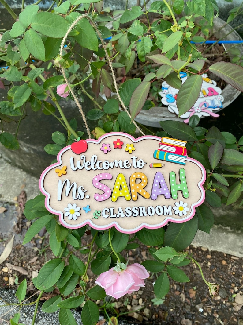 Personalized 3D Wooden Teacher Door Sign: Custom Classroom Decor, Back ...