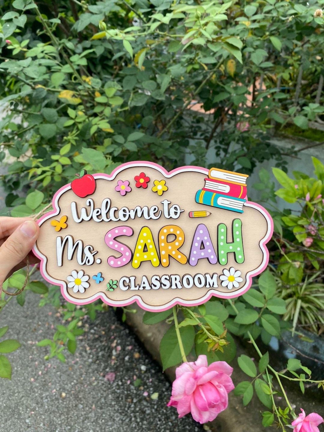Personalized 3D Wooden Teacher Door Sign: Custom Classroom Decor, Back ...