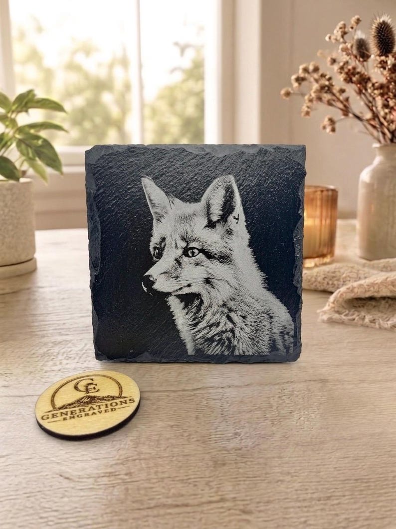 Engraved Wildlife Slate Coasters | Rustic Woodland Animal Drink ...