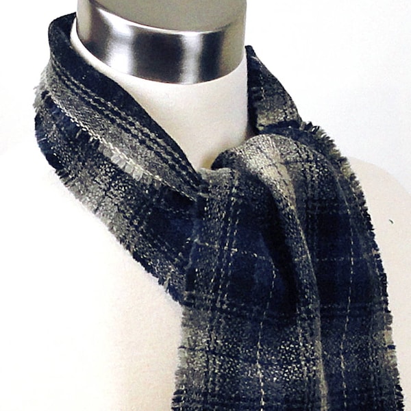 Black Gray Plaid Scarf Classic Plaid Wool Scarf Long Plaid Scarf Long ...