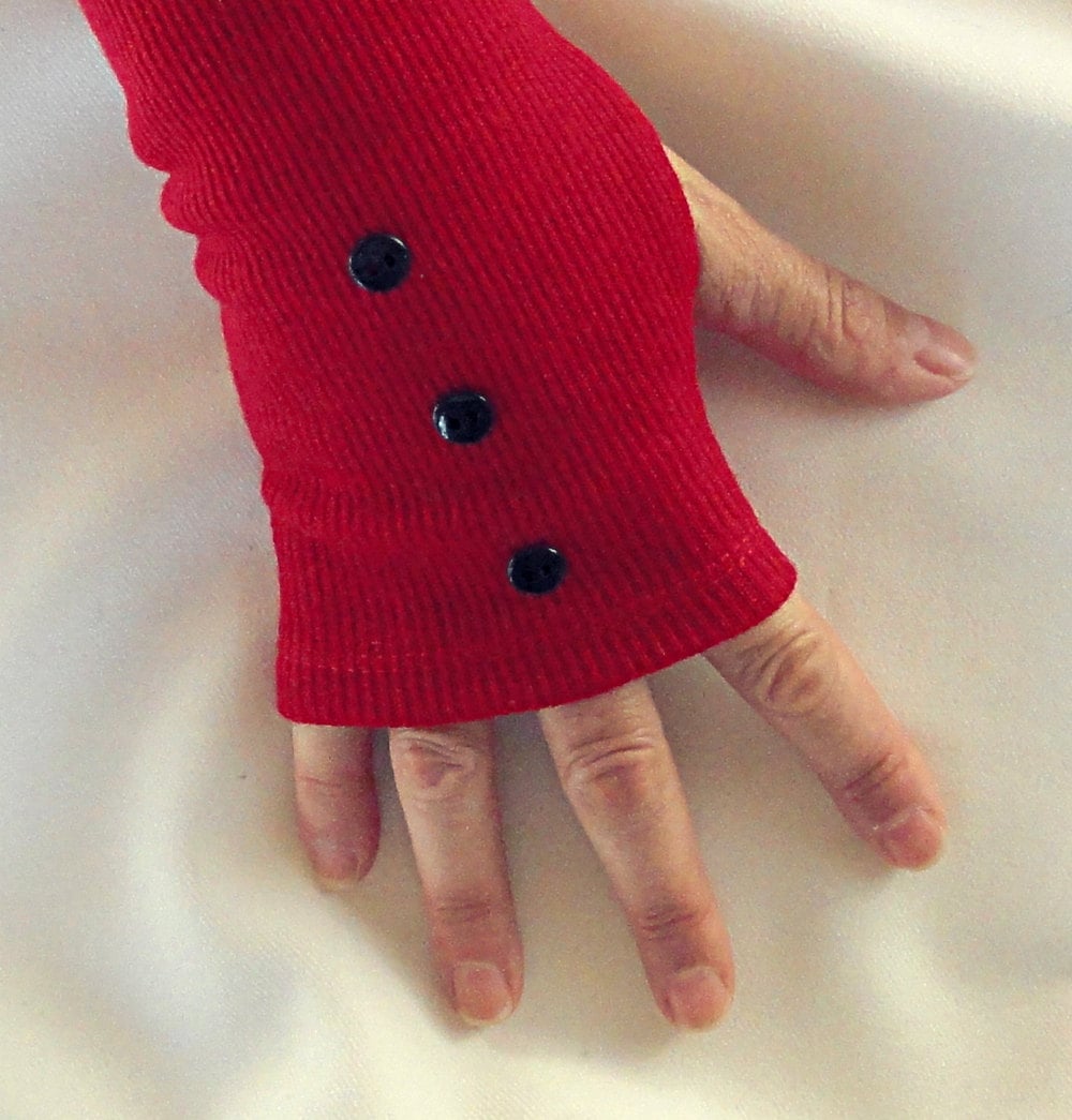 Red Wool Gloves - Scarlet Fingerless Gloves - - Etsy