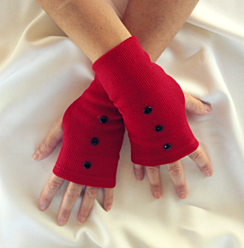 Red Wool Gloves Scarlet Fingerless Gloves - Etsy