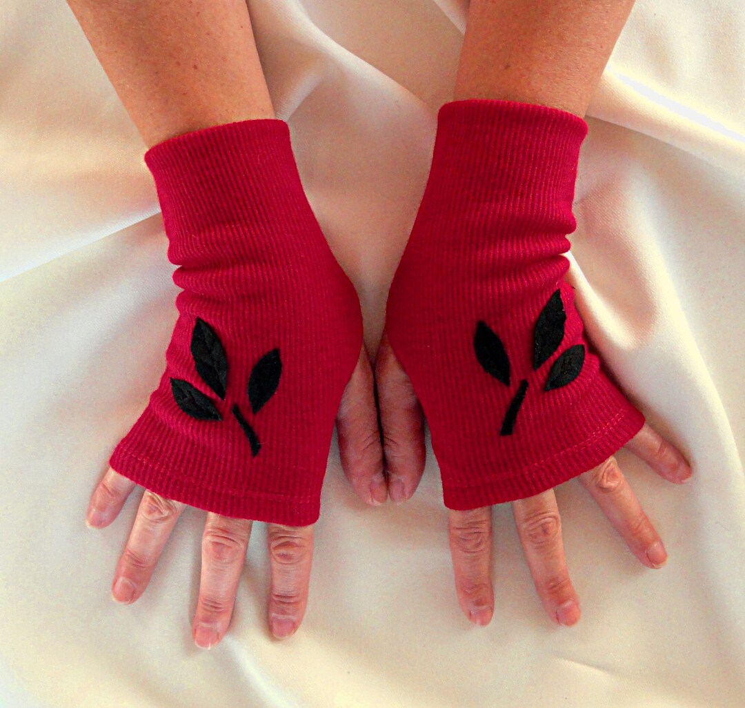 Red Wool Gloves - Scarlet Fingerless Gloves . - Etsy