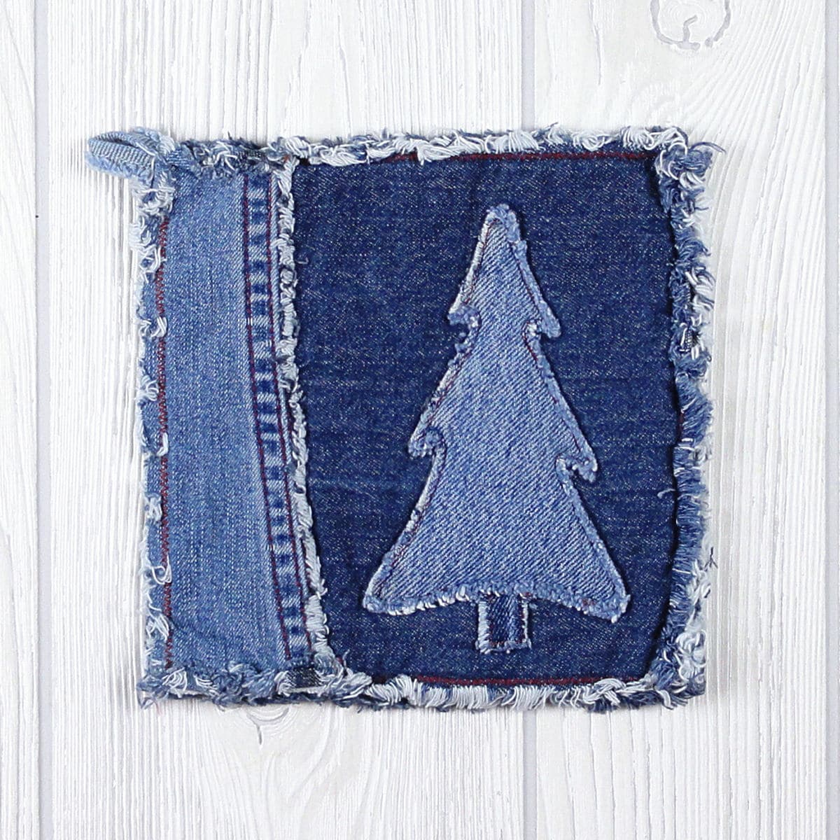 Pine Tree Denim Potholder Blue Jean Pot Holder Eco Friendly Upcycled ...