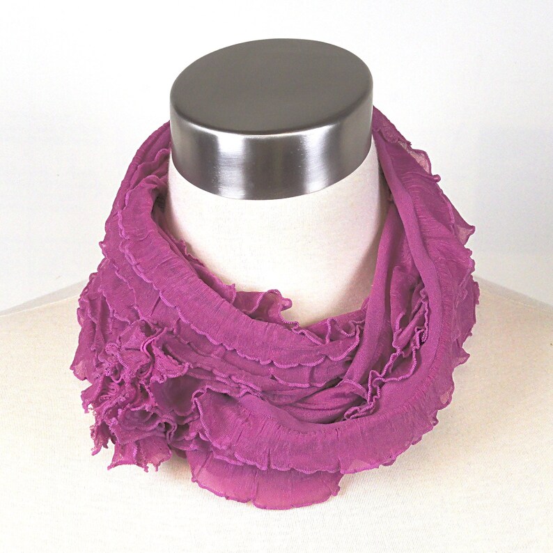 Raspberry Pink Infinity Scarf Fuschia Ruffled Scarf Circle Scarf - Etsy