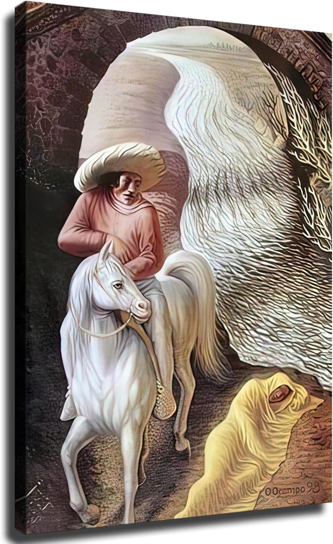 Ocampo Art Optical Illusion Canvas Print: Man on Horseback Wall Art ...