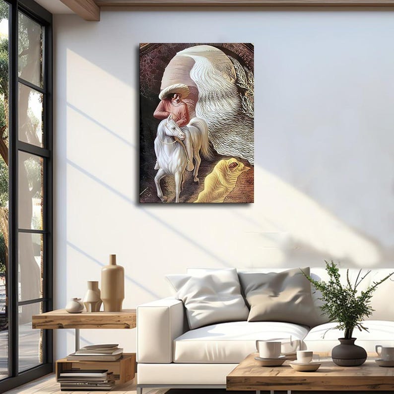 Ocampo Art Optical Illusion Canvas Print: Man on Horseback Wall Art ...